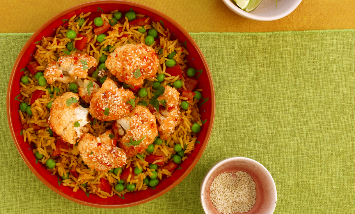 Marinated Roasted Cauliflower with Peri Peri rice | Tilda