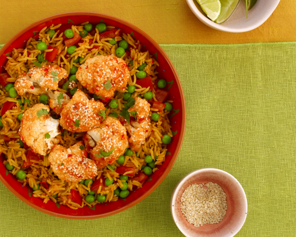 Marinated Roasted Cauliflower with Peri Peri rice | Tilda